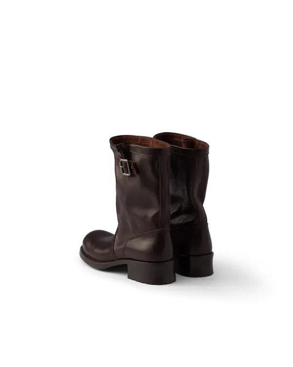 Prada Leather Mid-calf Boots - Brown