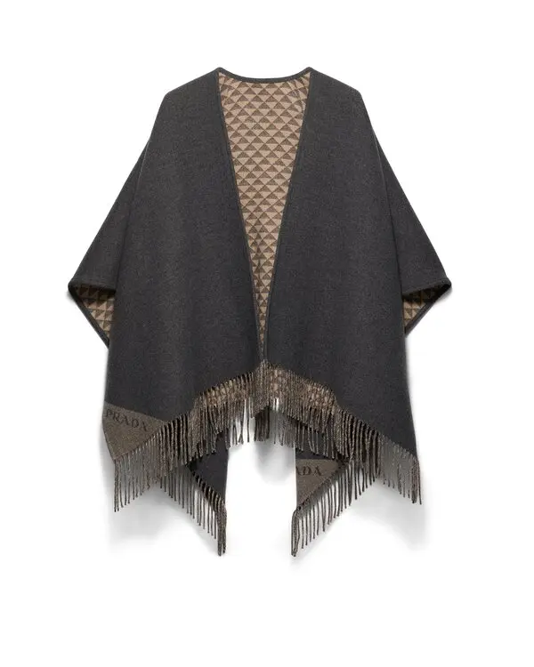 Prada Reversible Wool And Cashmere Poncho - Grey