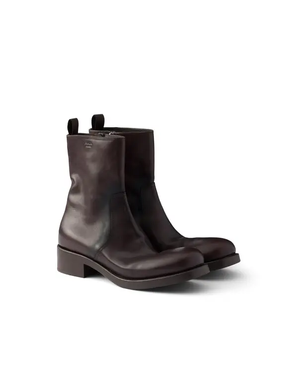 Prada Leather Mid-calf Boots - Brown