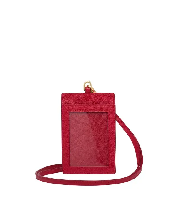 Prada Saffiano Leather Badge Holder - Red