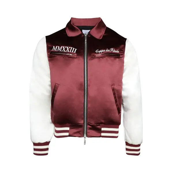 Rhude Satin Front Zip Varsity Jacket