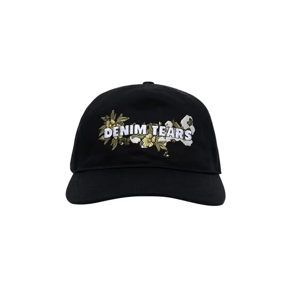 DENIM TEARS Floral Logo Trucker Hat - Black