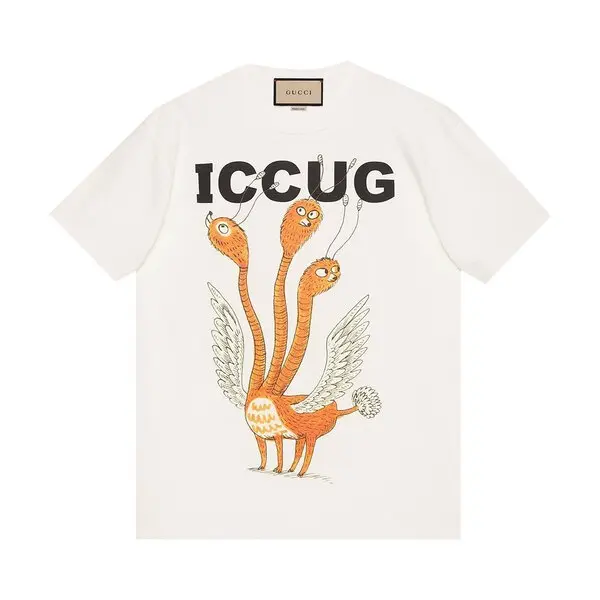 Gucci Freya Hartas Iccug Print T-shirt - Yellow