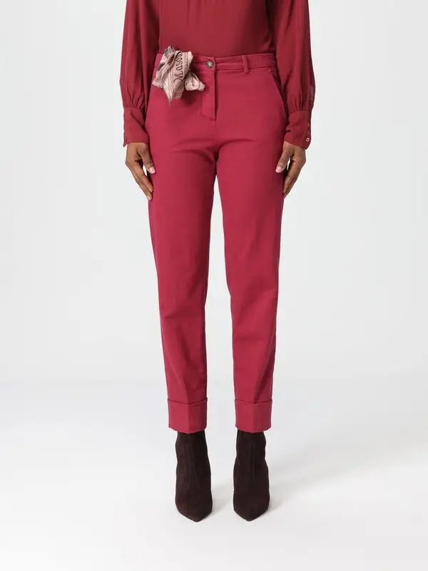 MASON'S Tailored Trousers With Cuffed Hems - Red
