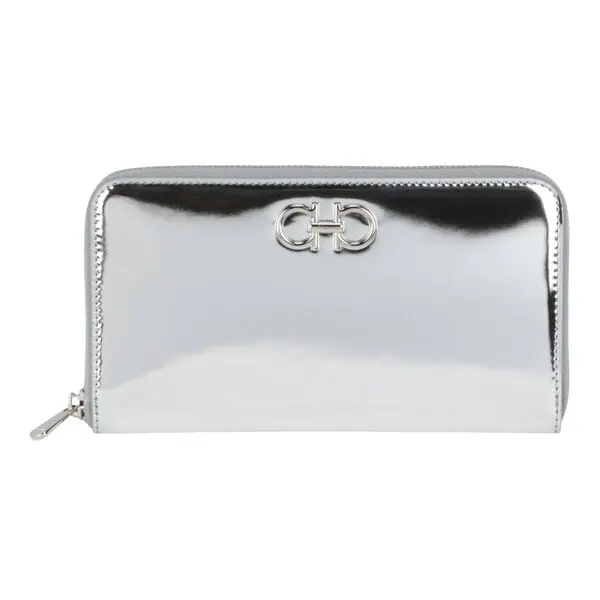 FERRAGAMO Gancini Contential Wallet - Silver