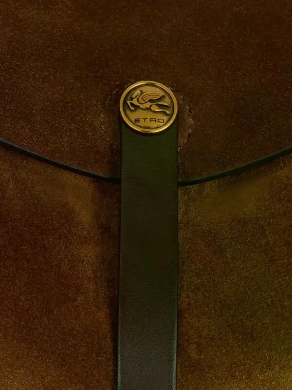 Etro Medium Suede Pony Bag With Embroidery - Brown