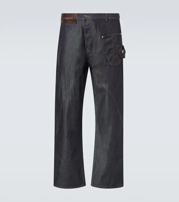 JW Anderson Twisted Embroidered Wide-leg Jeans