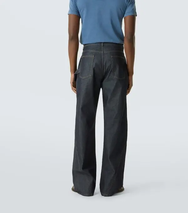 JW Anderson Twisted Embroidered Wide-leg Jeans