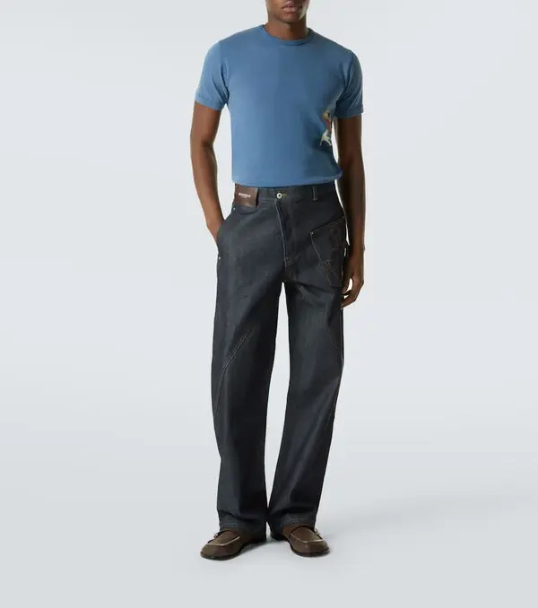 JW Anderson Twisted Embroidered Wide-leg Jeans
