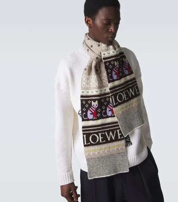 Loewe X Louis Wain Wool-blend Jacquard Scarf