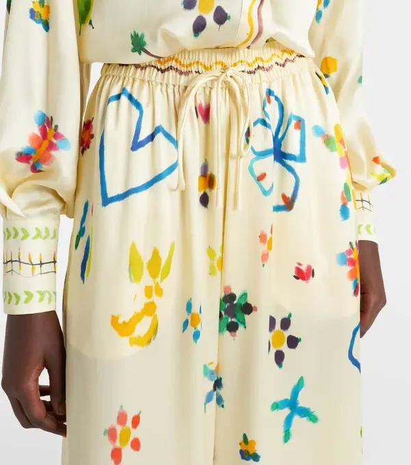 ALEMAIS Sidi Floral Silk Palazzo Pants
