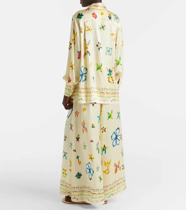 ALEMAIS Sidi Floral Silk Palazzo Pants