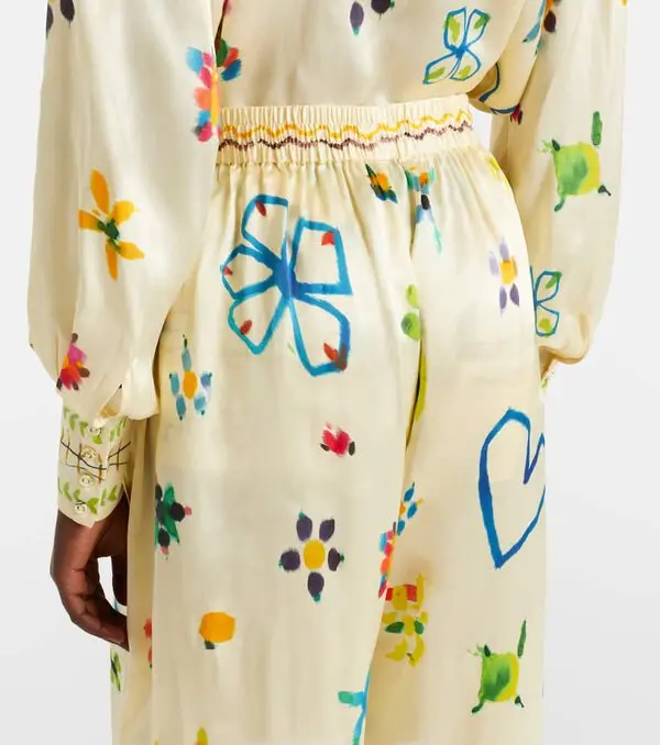 ALEMAIS Sidi Floral Silk Palazzo Pants