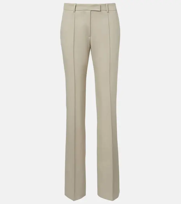 Attico Low-rise Straight Wool Pants - Grey