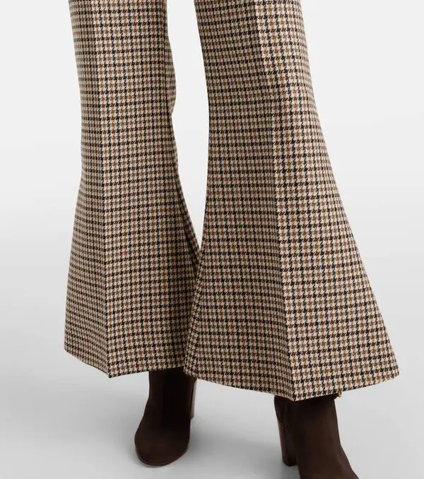 Valentino Garavani Houndstooth Cropped Virgin Wool Flared Pants