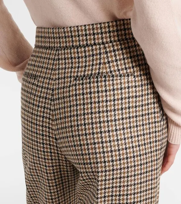 Valentino Garavani Houndstooth Cropped Virgin Wool Flared Pants