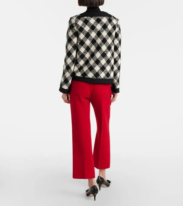 Valentino Garavani Vlogo Cropped Virgin Wool Crepe Straight Pants