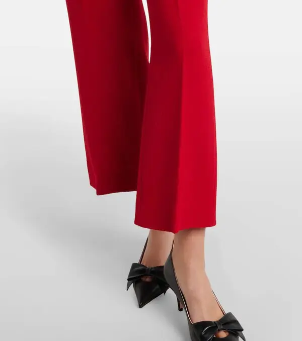 Valentino Garavani Vlogo Cropped Virgin Wool Crepe Straight Pants