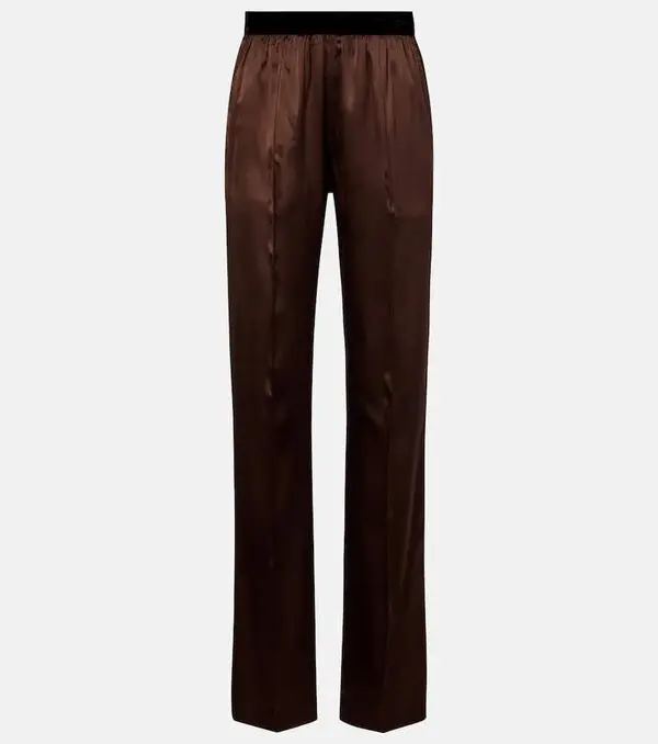 TOM FORD Silk-blend Straight Pants - Brown