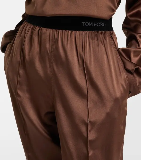 TOM FORD Silk-blend Straight Pants - Brown