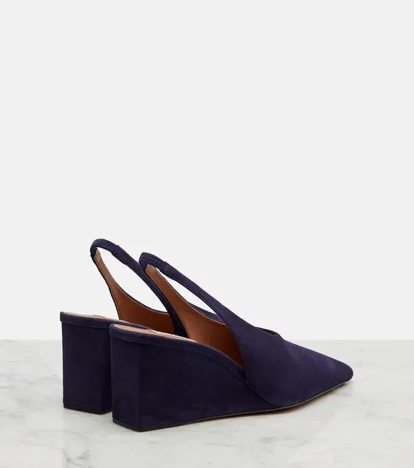Alaïa Cube Suede Wedge Slingback Pumps - Purple