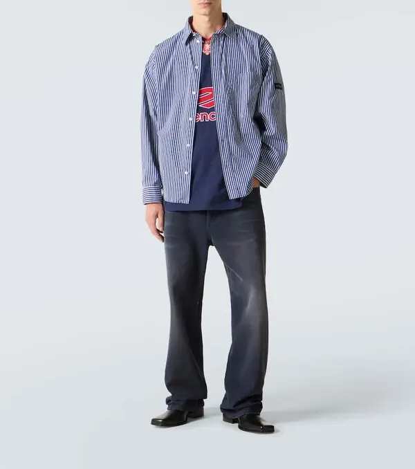 Balenciaga Striped Cotton-blend Poplin Shirt