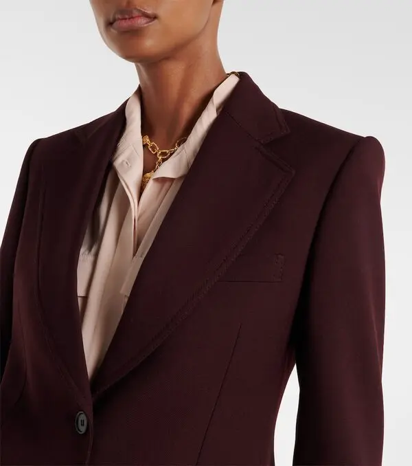 Chloé Wool Gabardine Blazer - Burgundy