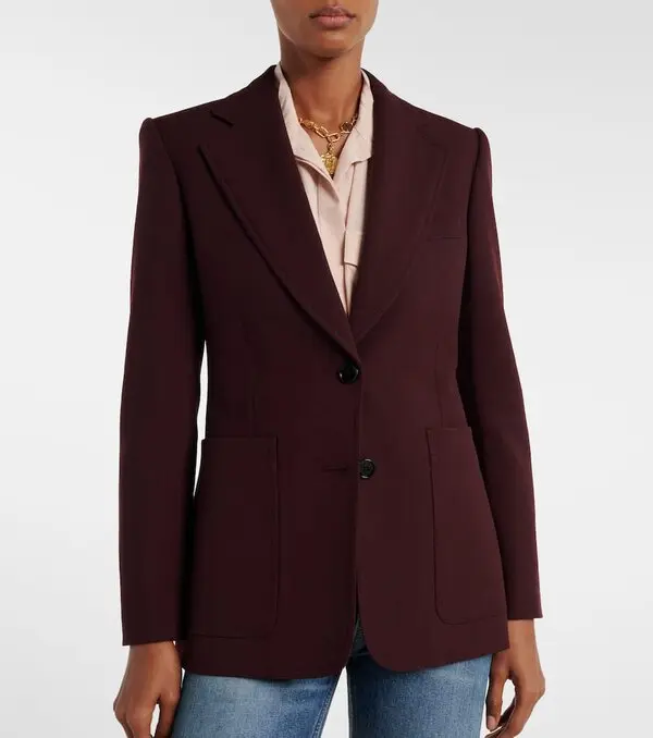 Chloé Wool Gabardine Blazer - Burgundy