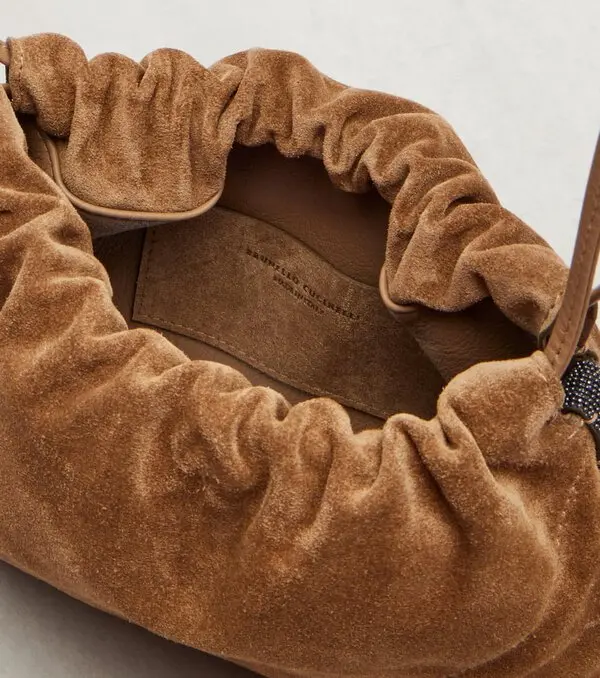 Brunello Cucinelli Suede Crossbody Bag - Beige