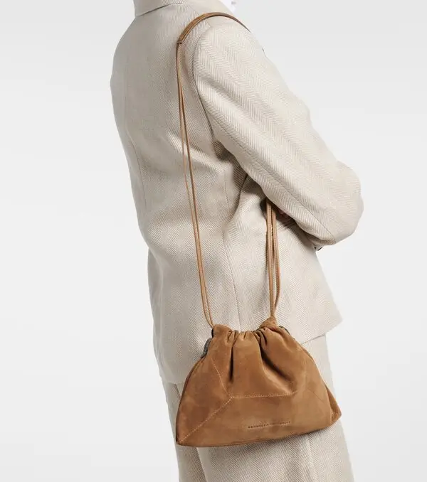 Brunello Cucinelli Suede Crossbody Bag - Beige