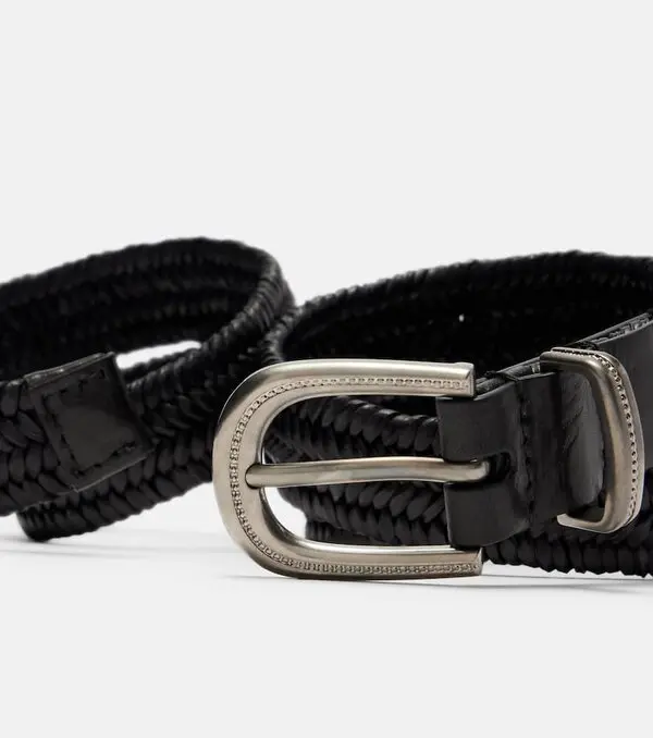 Brunello Cucinelli Braided Leather Belt - Black