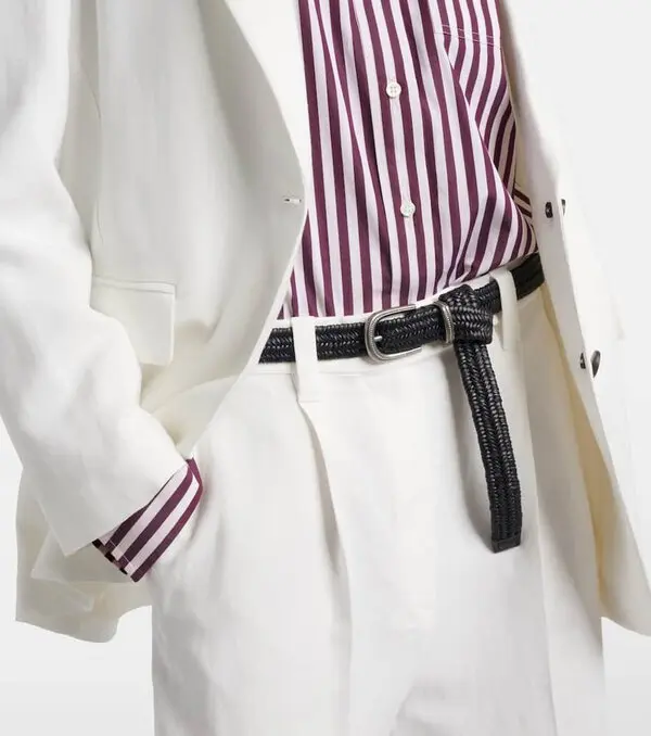 Brunello Cucinelli Braided Leather Belt - Black