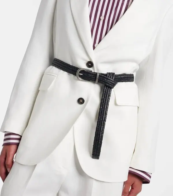 Brunello Cucinelli Braided Leather Belt - Black
