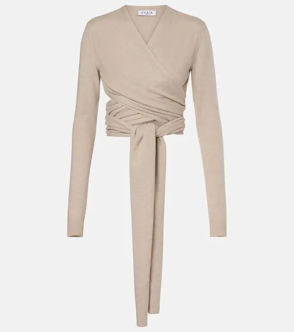 Alaïa Cashmere And Wool-blend Wrap Top