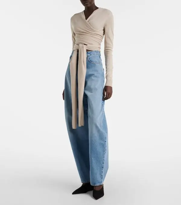 Alaïa Cashmere And Wool-blend Wrap Top