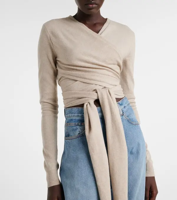 Alaïa Cashmere And Wool-blend Wrap Top