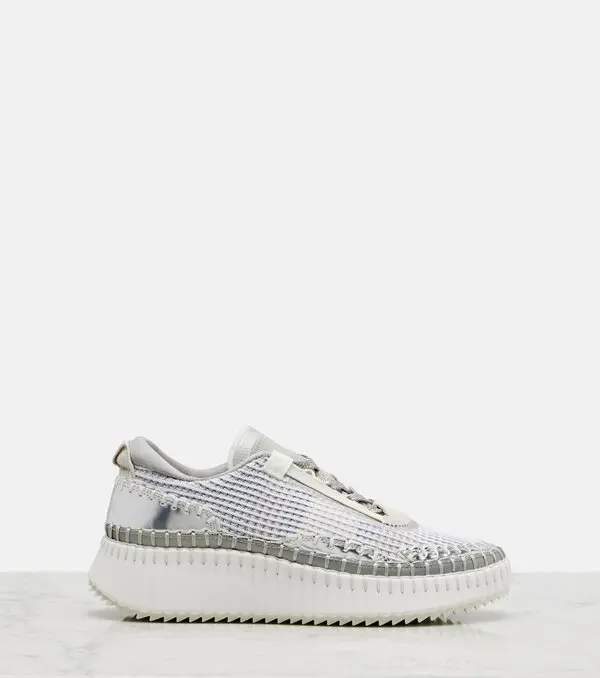 Chloé Nama Metallic-effect Platform Sneakers - Silver