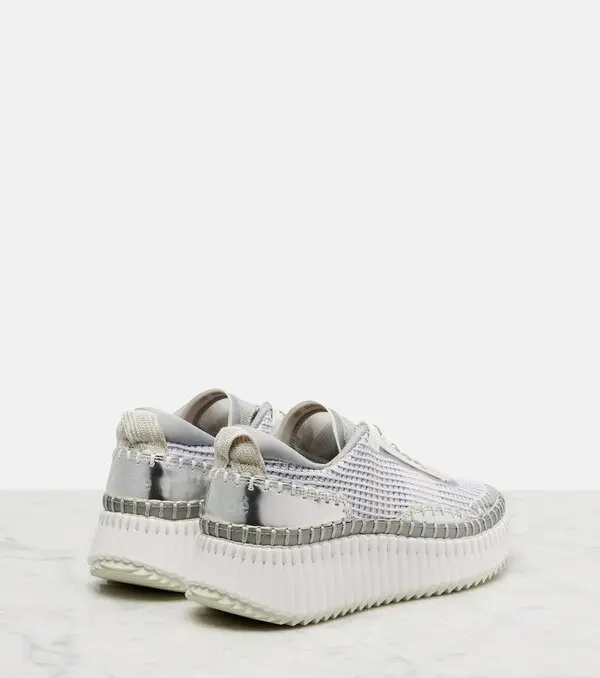Chloé Nama Metallic-effect Platform Sneakers - Silver