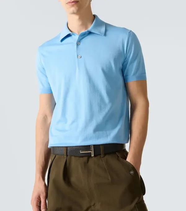 TOM FORD Cotton Polo Shirt - Blue