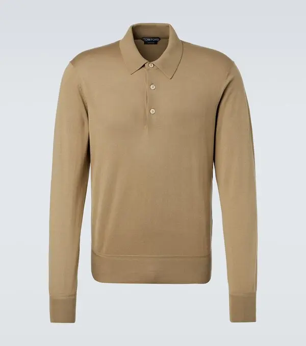 TOM FORD Cotton Polo Sweater - Beige