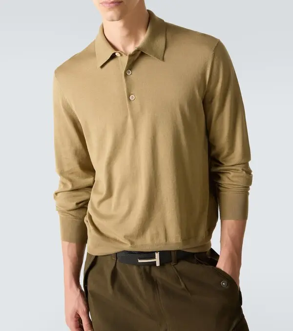 TOM FORD Cotton Polo Sweater - Beige