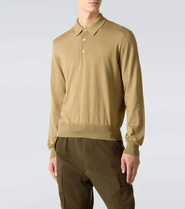 TOM FORD Cotton Polo Sweater - Beige