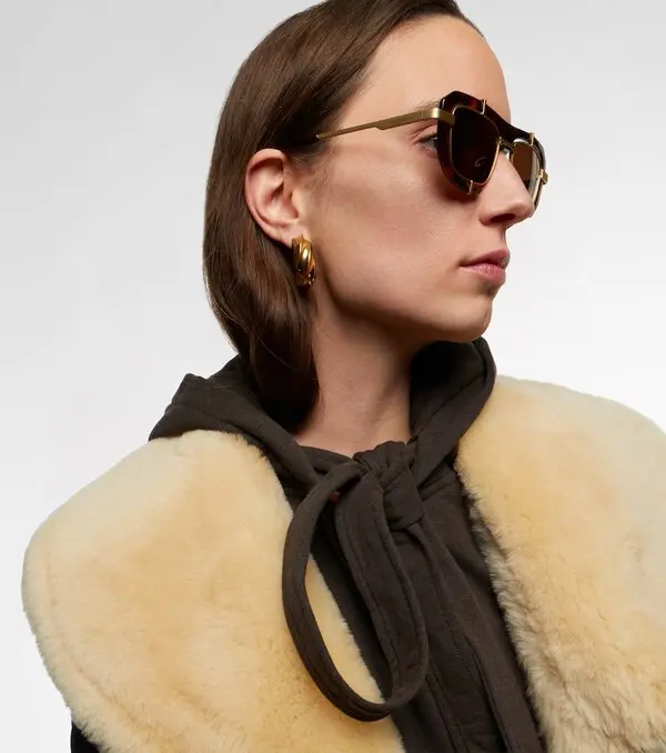 JW Anderson Rectangular Sunglasses With Tortoiseshell Frame - Brown