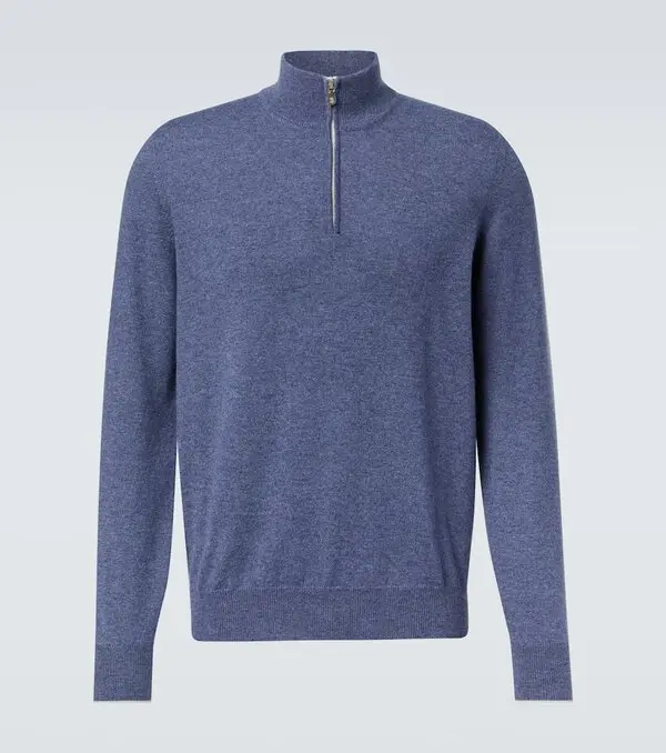 Brunello Cucinelli Cashmere Half-zip Sweater - Blue