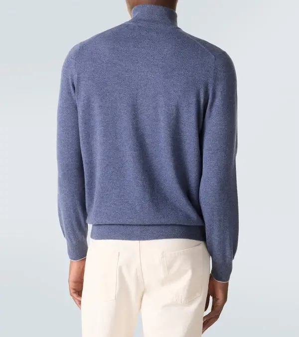 Brunello Cucinelli Cashmere Half-zip Sweater - Blue