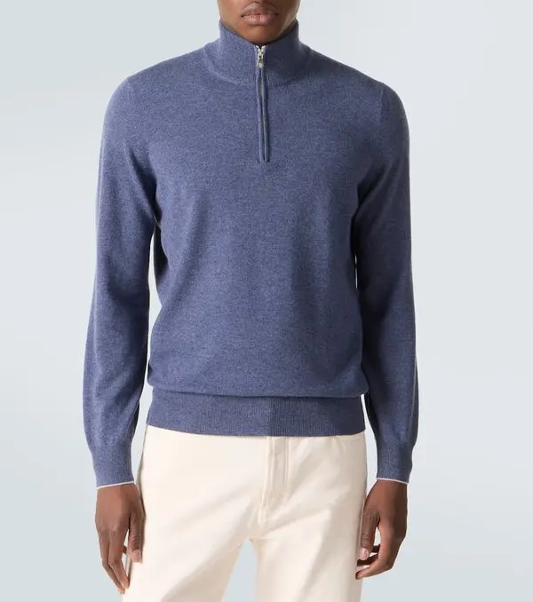 Brunello Cucinelli Cashmere Half-zip Sweater - Blue