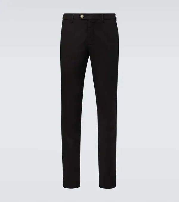 Brunello Cucinelli Cotton-blend Slim Pants - Black