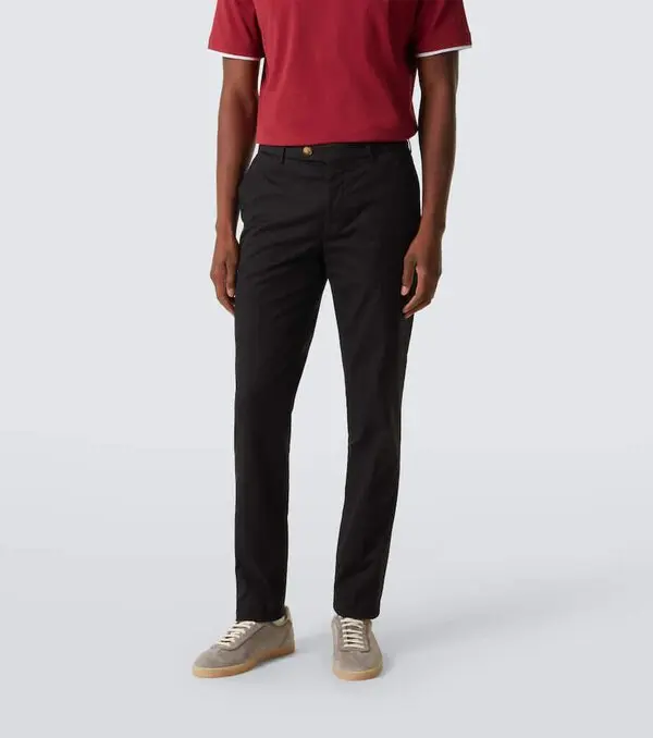Brunello Cucinelli Cotton-blend Slim Pants - Black