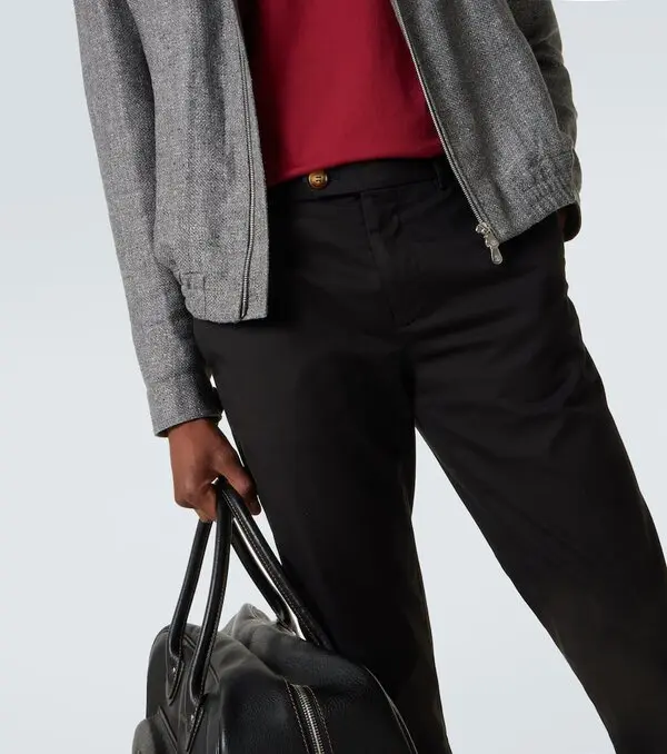 Brunello Cucinelli Cotton-blend Slim Pants - Black