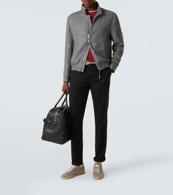 Brunello Cucinelli Cotton-blend Slim Pants - Black